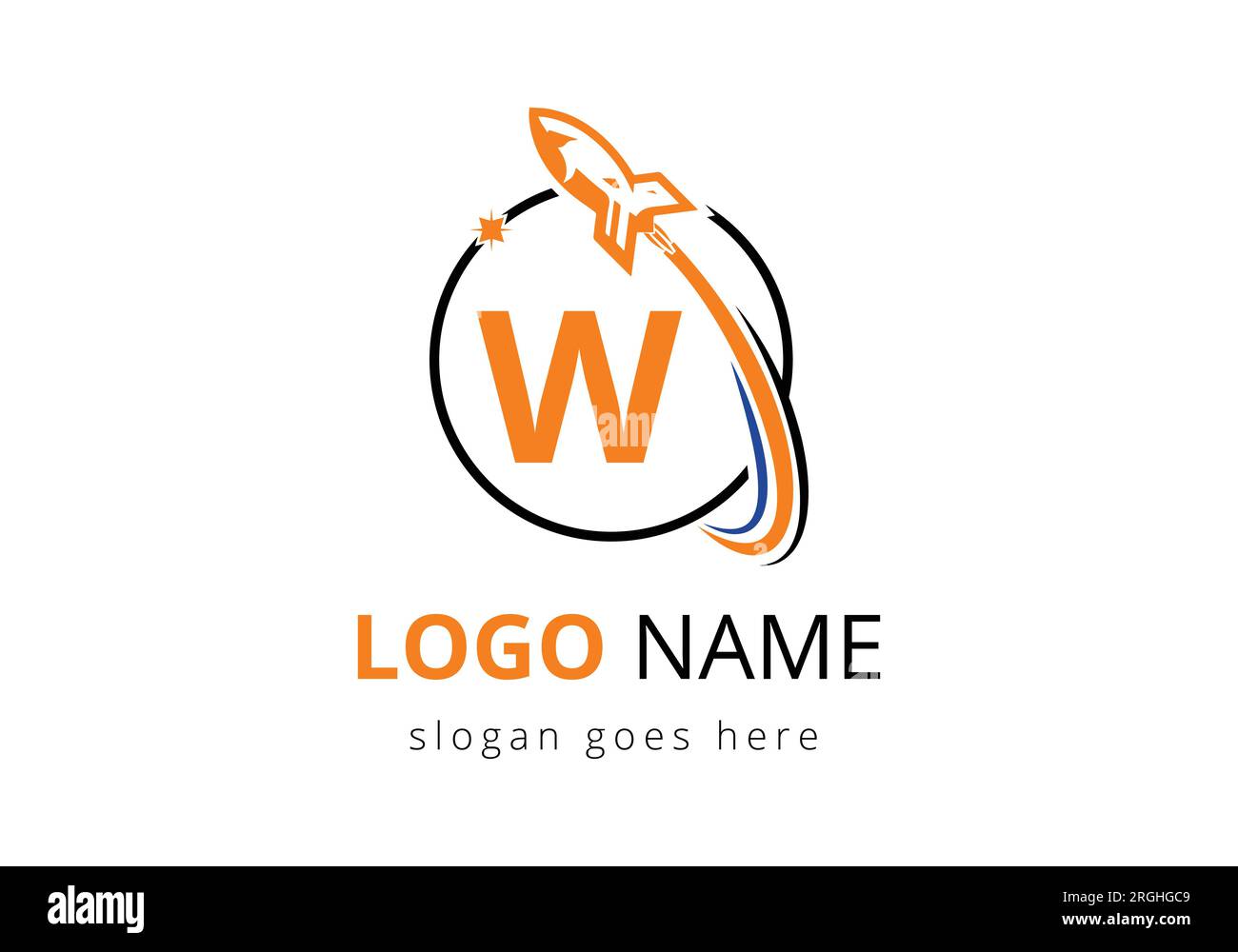 Initial W monogram letter alphabet with a Rocket logo design. Rocket ...