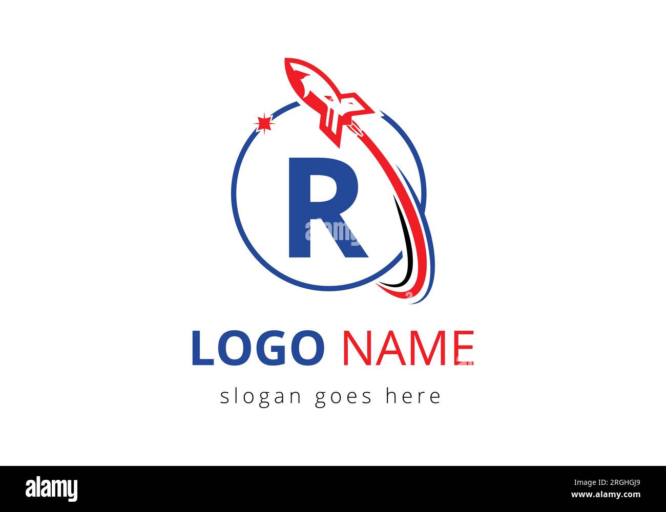 Initial R monogram letter alphabet with a Rocket logo design. Rocket ...