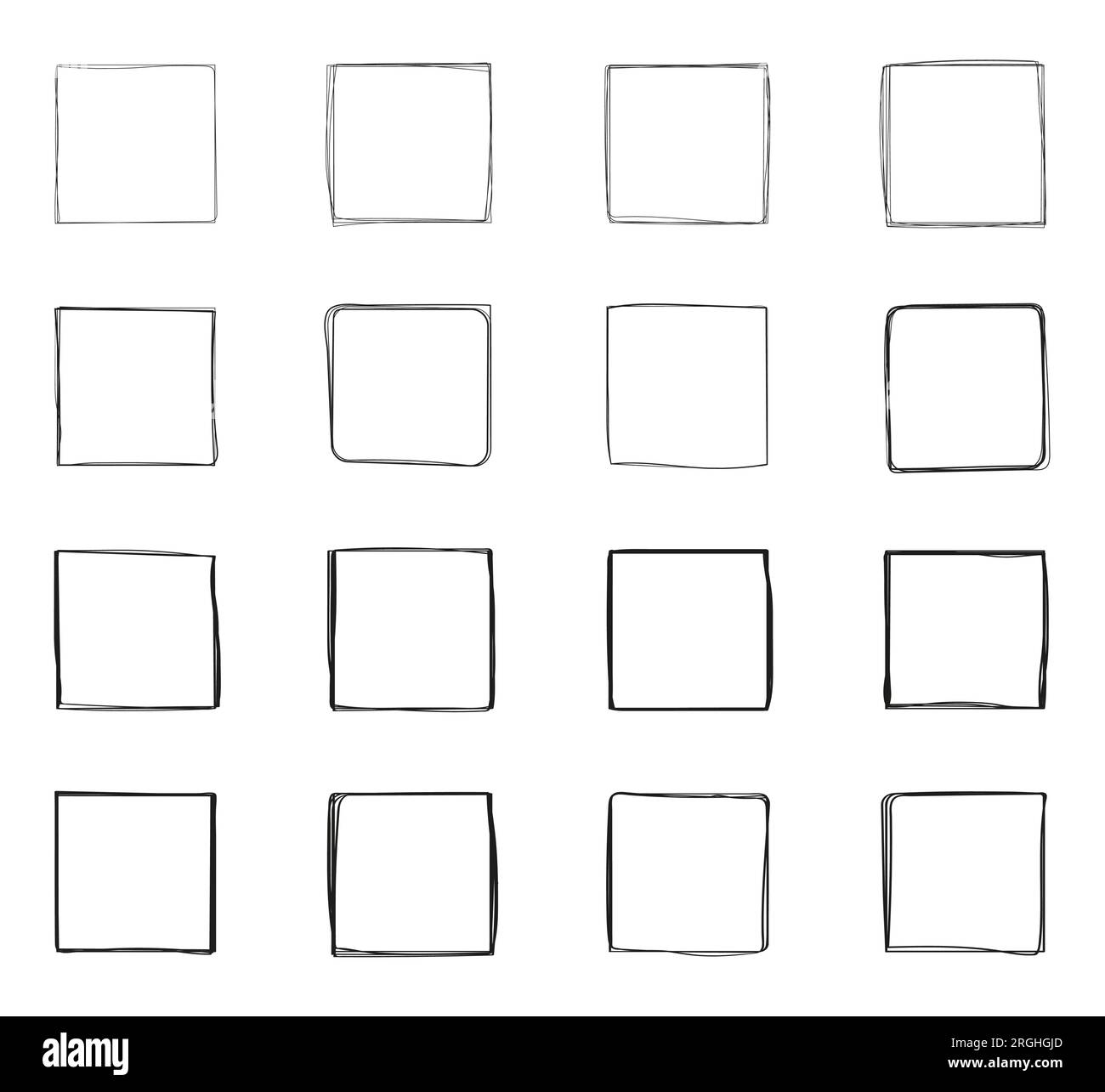 Squares line, grunge vector set in sketch style. Frames outline in hand ...