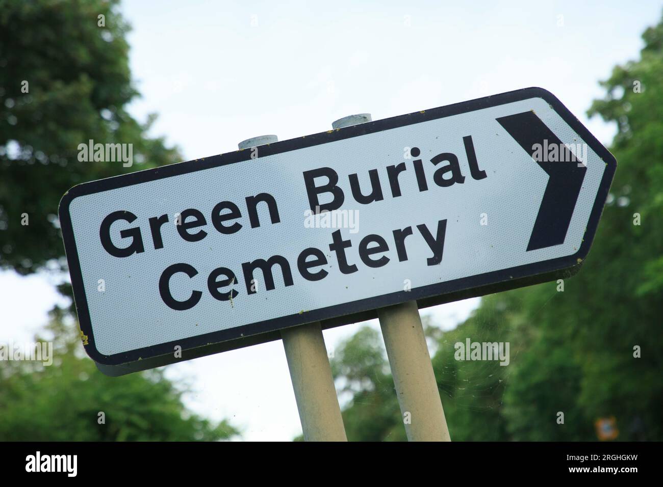 Green Burial Cemetery sign Stock Photo - Alamy