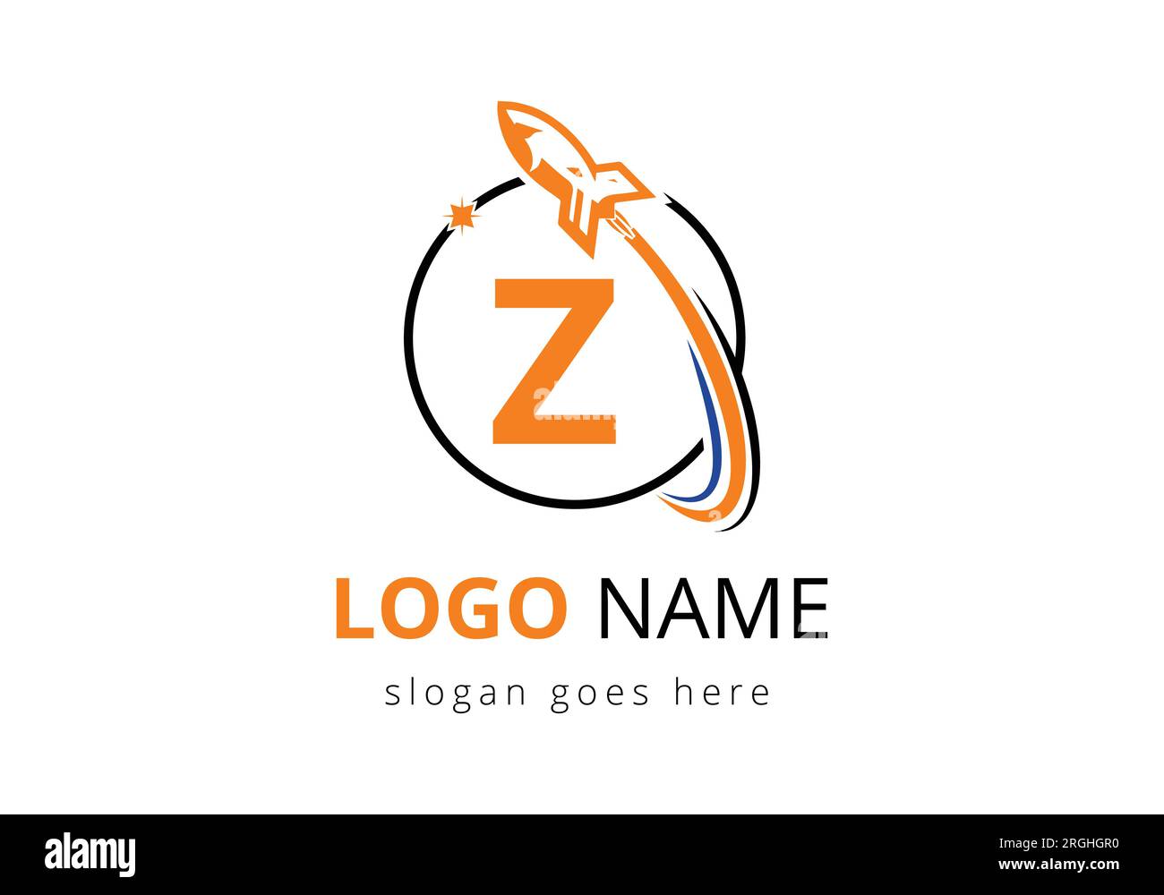 Initial Z monogram letter alphabet with a Rocket logo design. Rocket ...