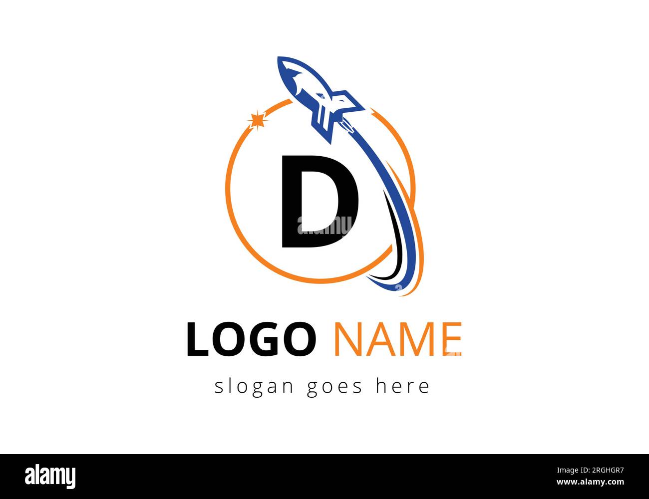 Initial D monogram letter alphabet with a Rocket logo design. Rocket ...