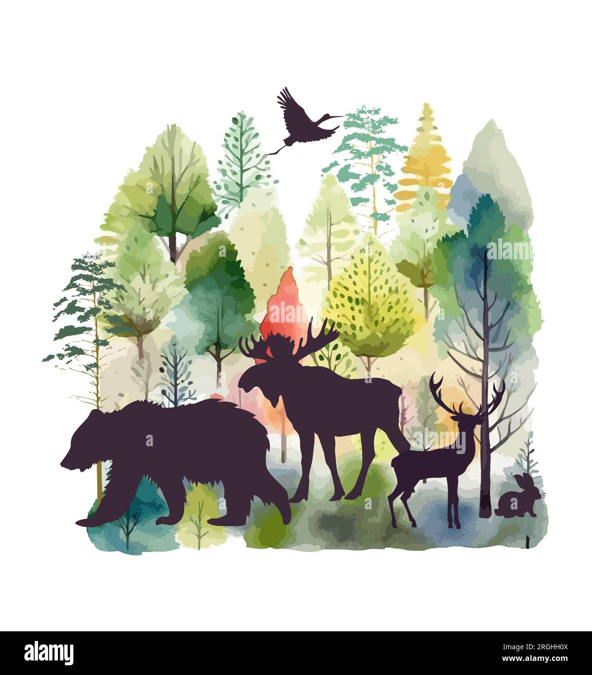 Trees silhouettes in winter Stock Vector Images - Alamy