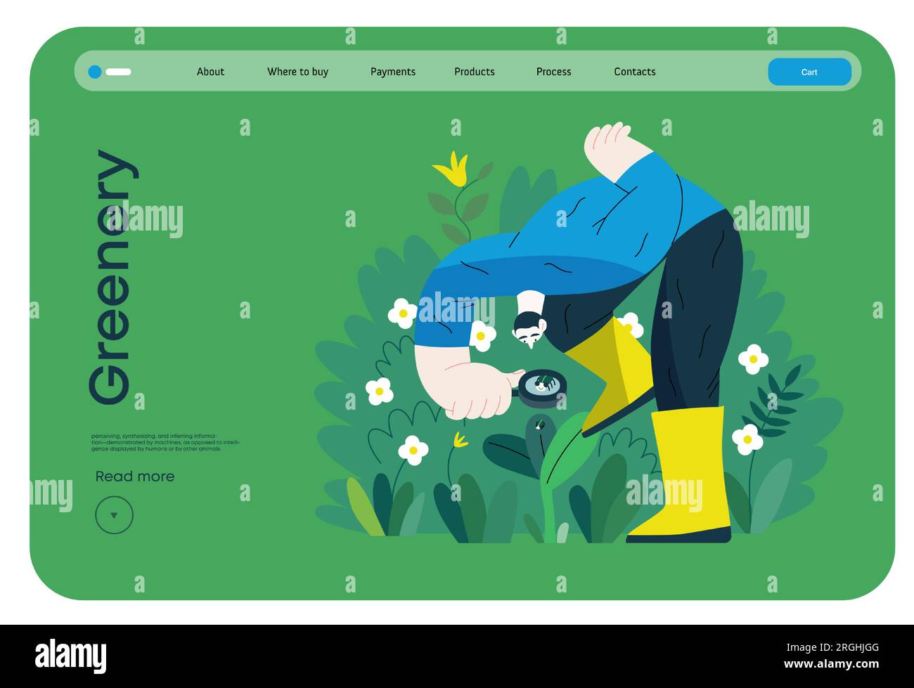 Greenery, ecology -modern flat vector concept illustration of a man in ...