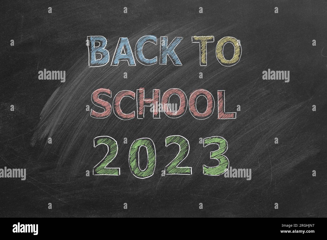 Back to School 2023. Text on blackboard. Hand drawn illustration Stock ...