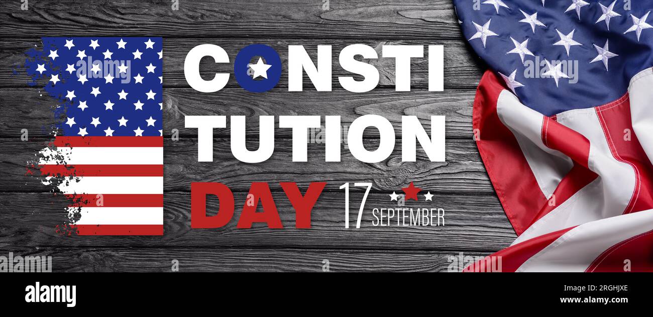 Banner for USA Constitution Day with American flag Stock Photo - Alamy