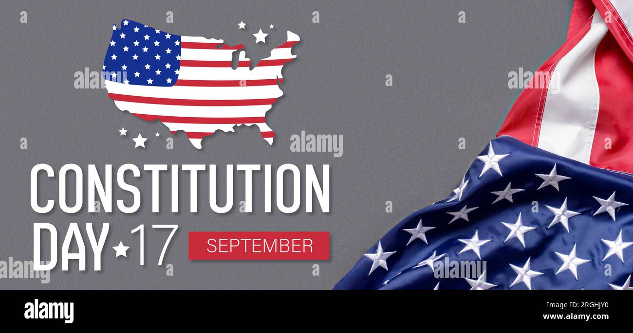 Banner for USA Constitution Day with American flag and map Stock Photo ...