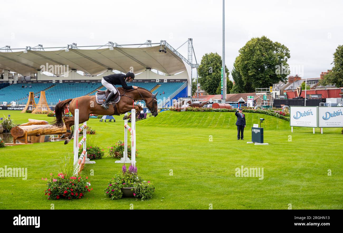 Dublin, Ireland. 9th Aug, 2023. A contestant competes at Dublin Horse ...