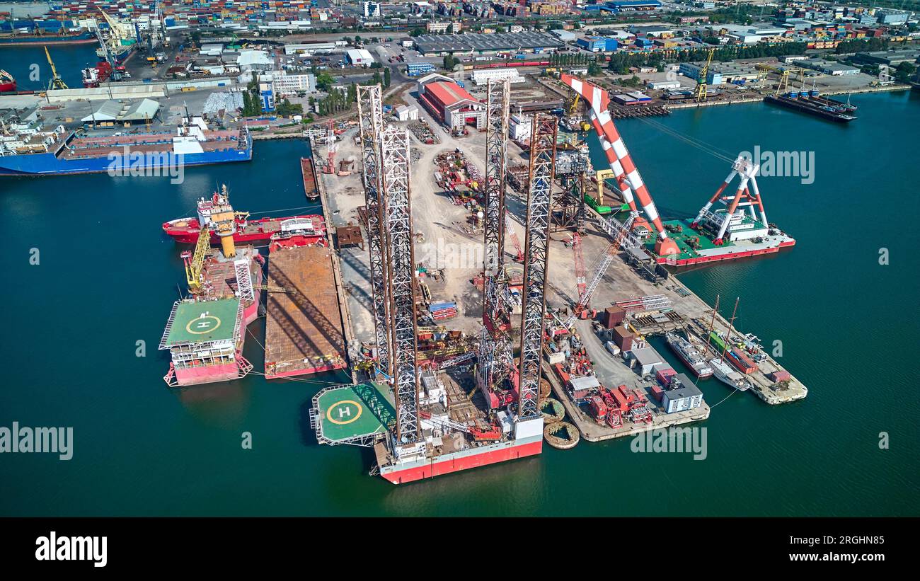Drone aerial cargo ship anchored hi-res stock photography and images ...
