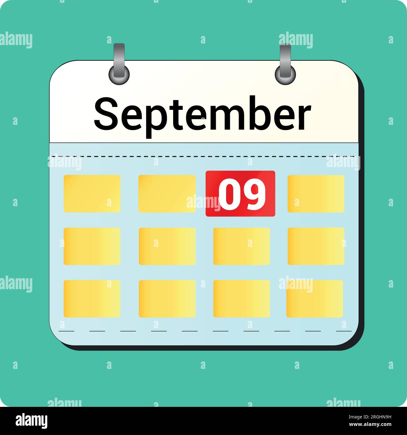calendar vector drawing, date September 09 on the page Stock Vector ...