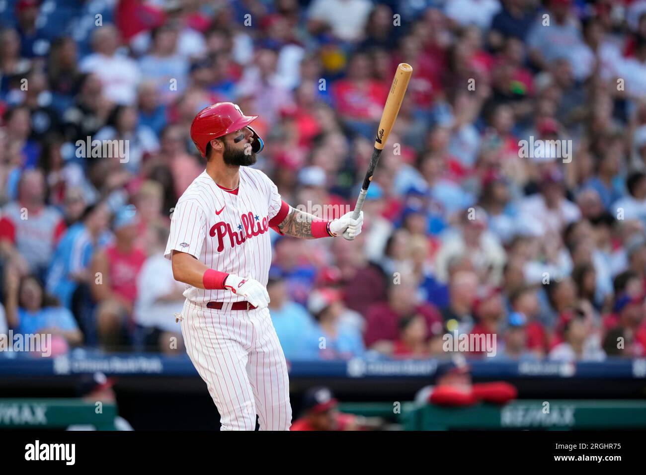 Philadelphia Phillies' Weston Wilson watches after hitting a home run ...