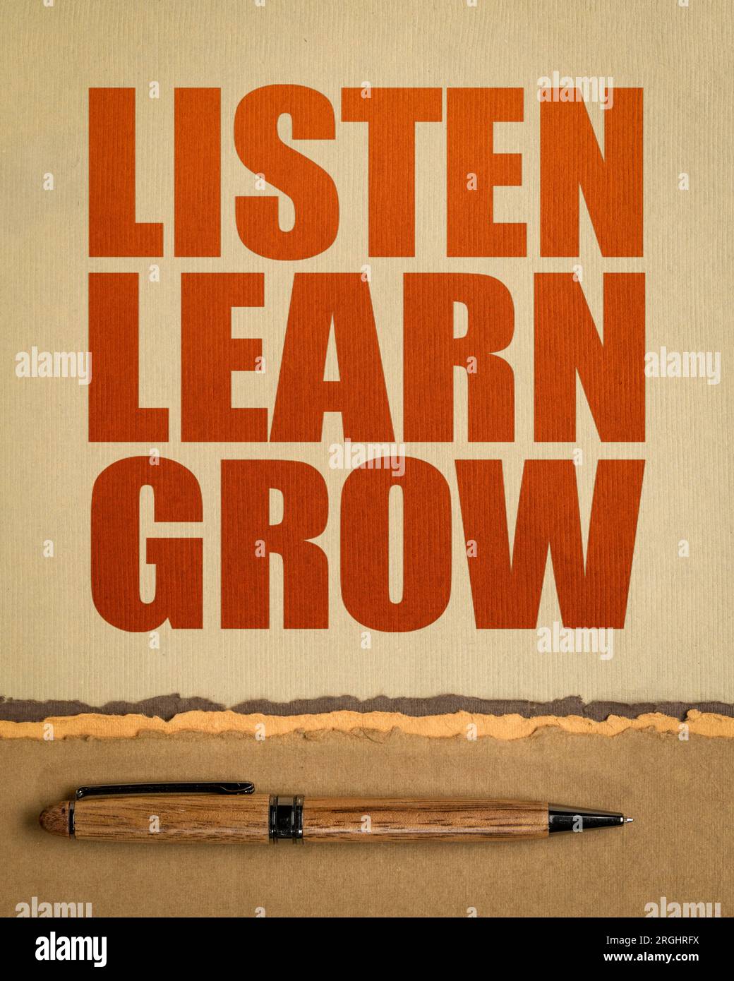 Listen, learn, grow - inspirational word abstract on art paper ...