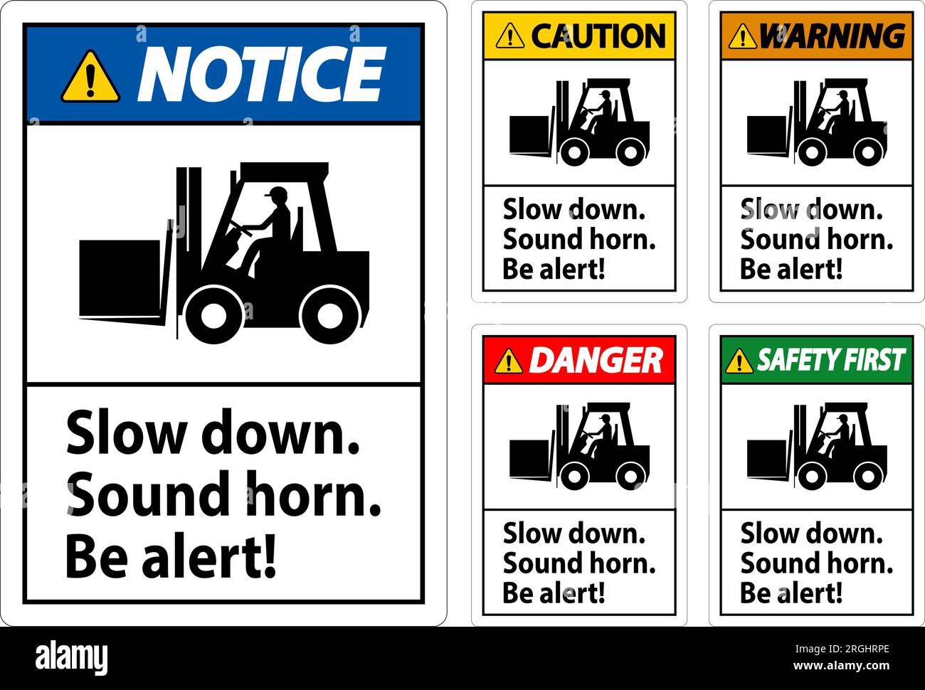 Danger Label Slow Down Sound Horn Be Alert Stock Vector Image & Art - Alamy