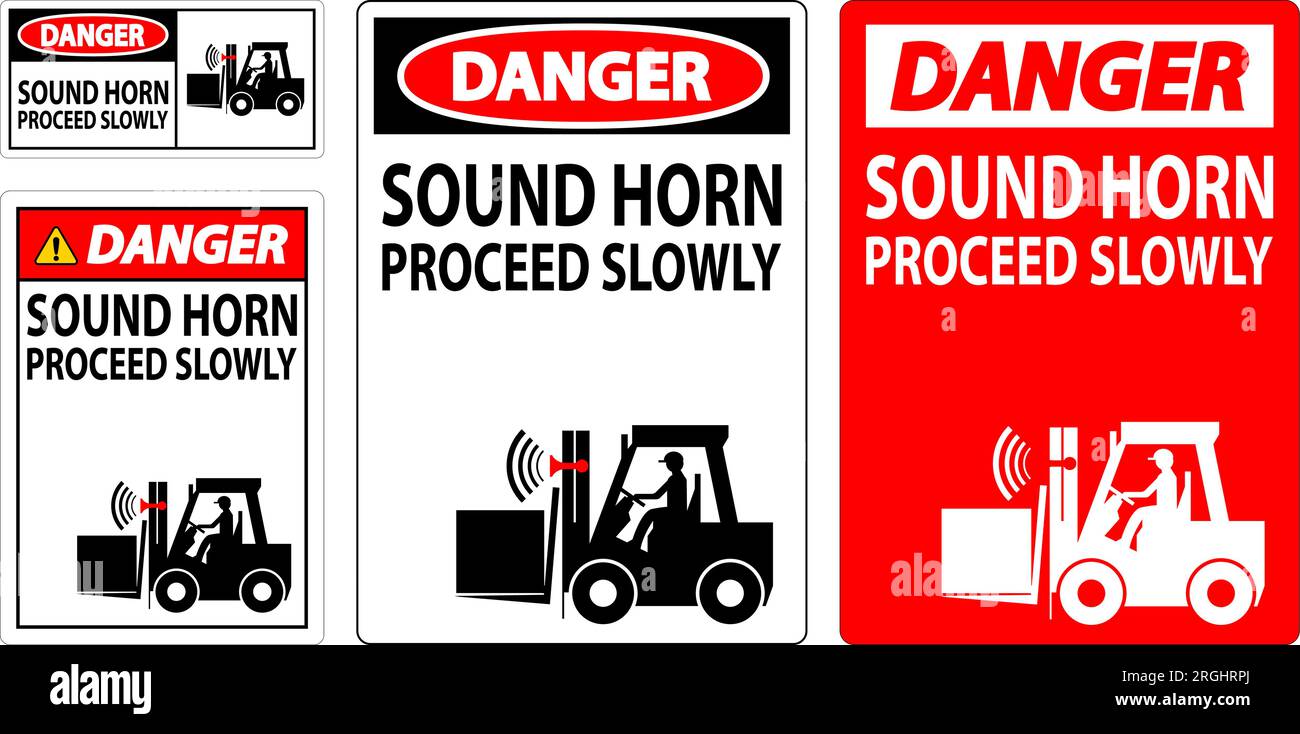 Danger Sign Sound Horn Proceed Slowly Stock Vector Image & Art - Alamy