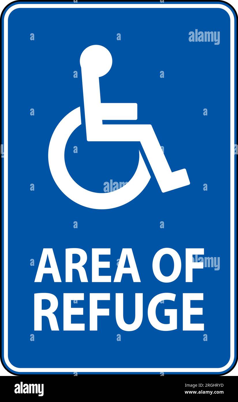 Floor Sign Area of Refuge, with Handicap Symbol Stock Vector Image ...