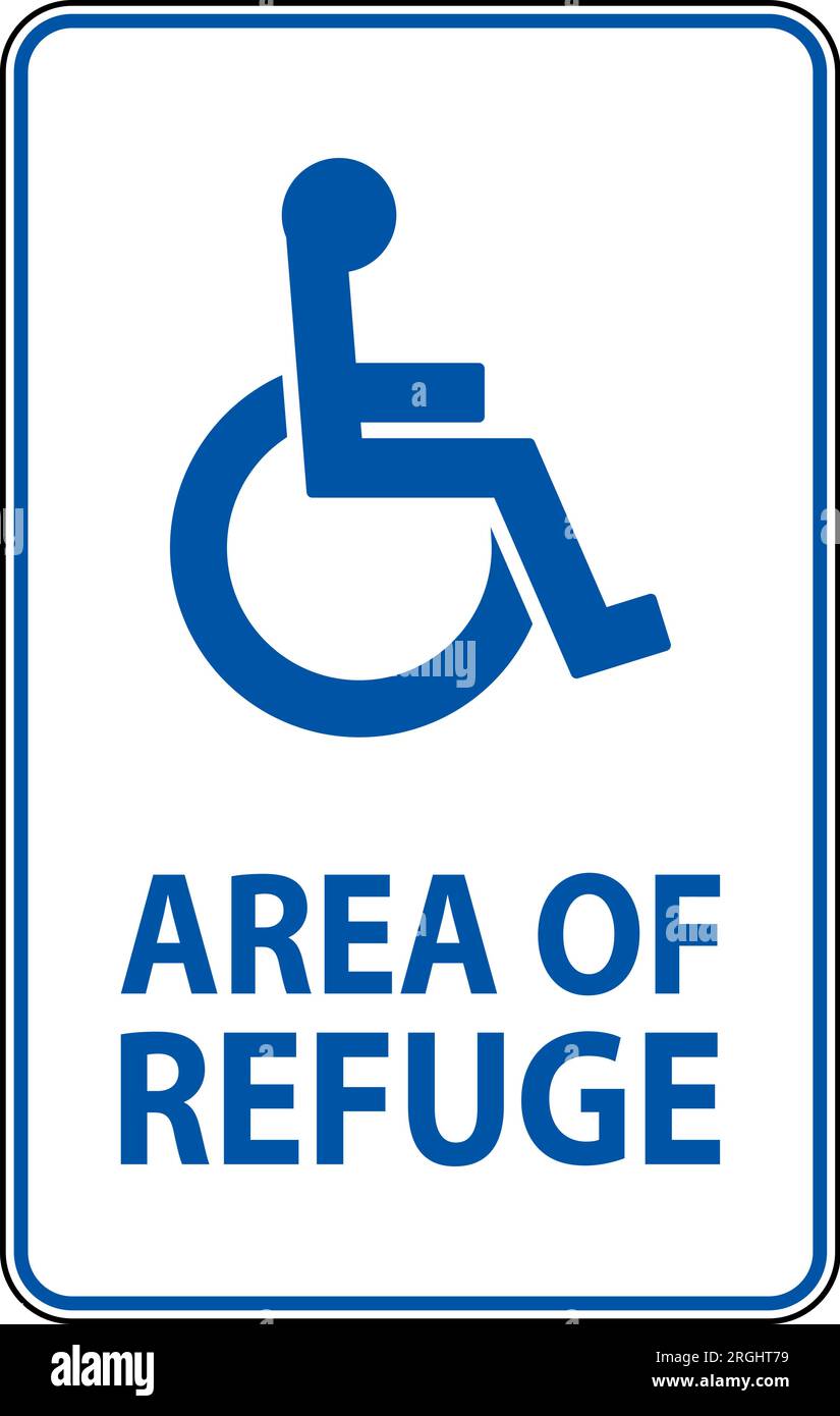 Floor Sign Area of Refuge, with Handicap Symbol Stock Vector Image ...