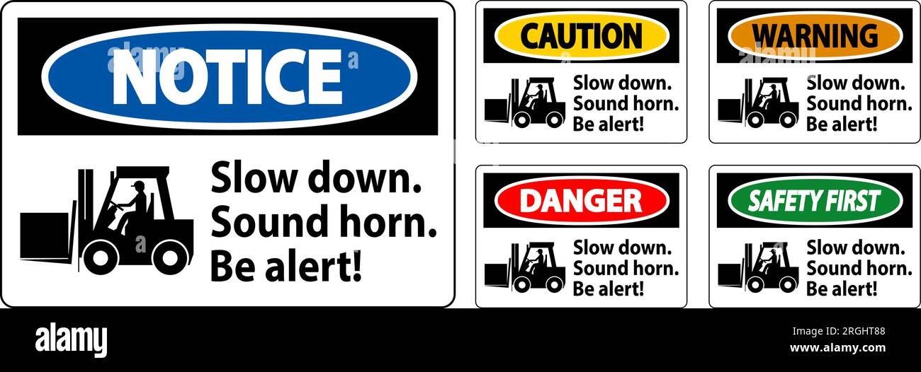 Danger Label Slow Down Sound Horn Be Alert Stock Vector Image & Art - Alamy