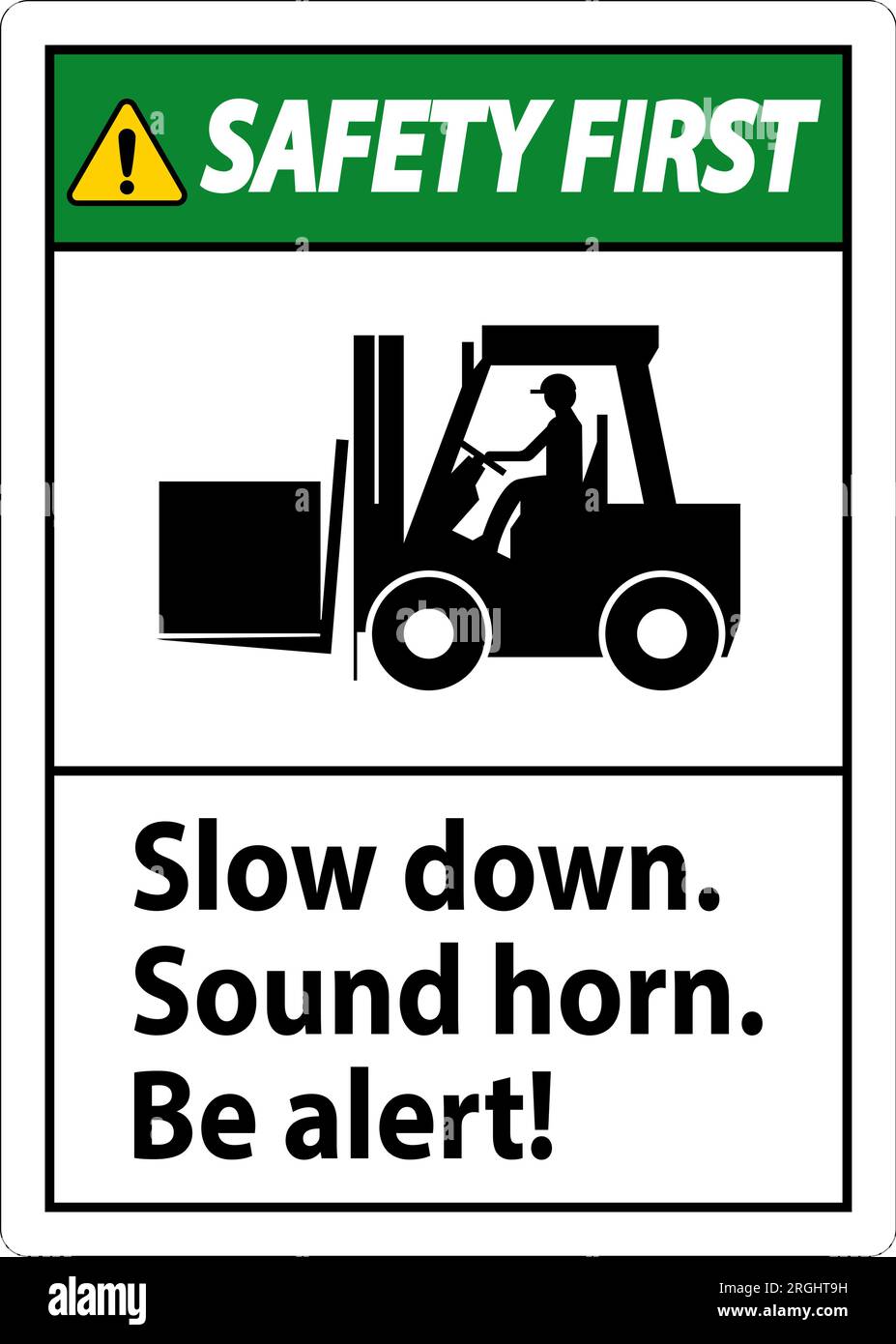 Safety First Label Slow Down Sound Horn Be Alert Stock Vector Image ...