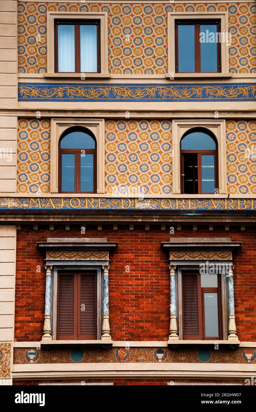 Painted details on a Liberty style house in Italian speaking Lugano ...