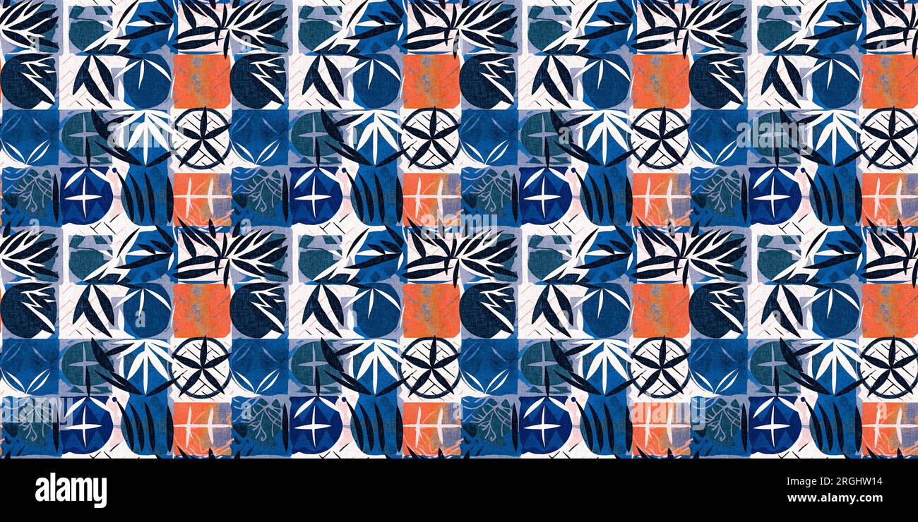 Fun modern coastal pattern clash fabric border print for summer beach ...