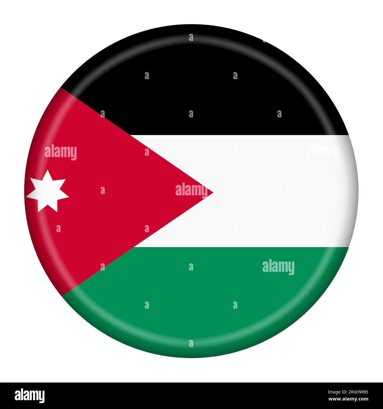 Jordan flag button 3d illustration with clipping path Stock Photo - Alamy