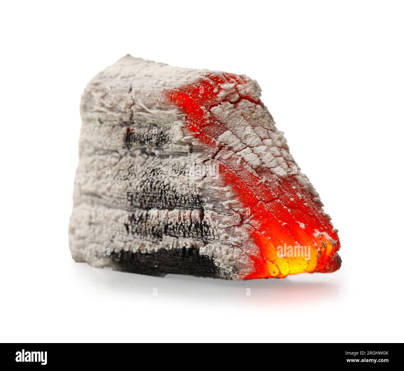 Piece of smoldering coal on white background Stock Photo - Alamy