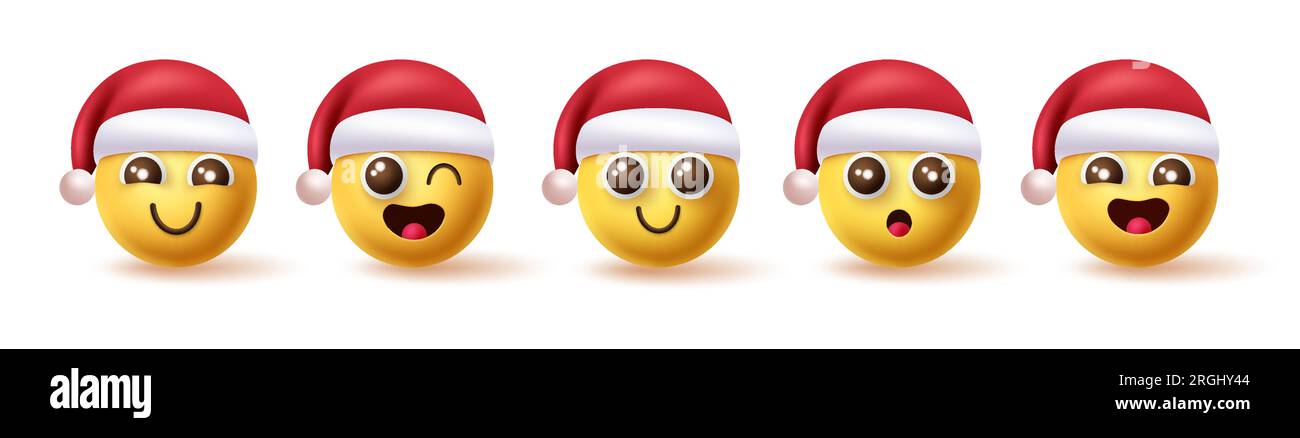 Christmas santa emoji characters set vector design. Santa claus emojis ...
