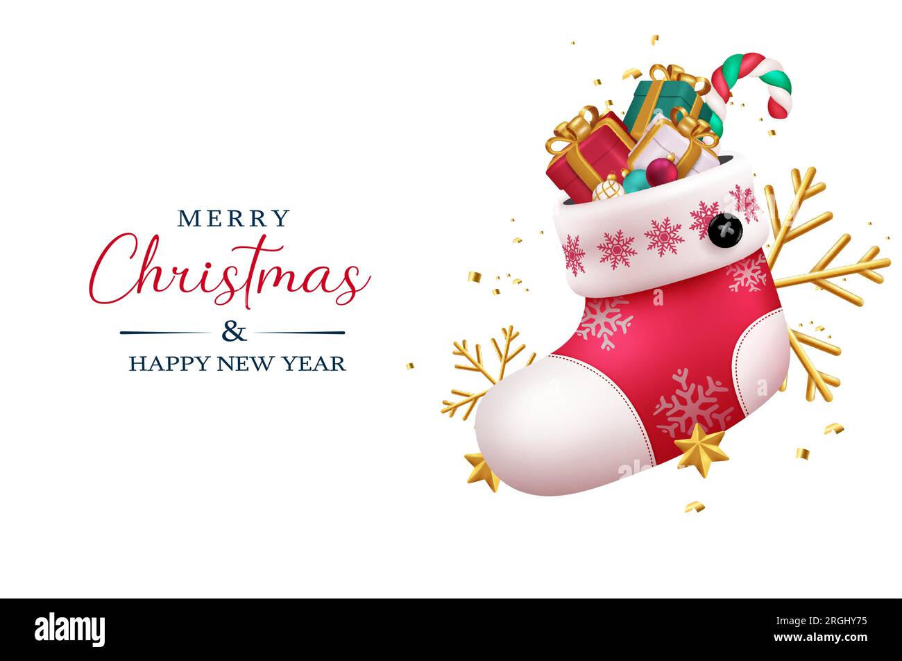 Christmas santa sock vector design. Merry christmas and happy new year ...