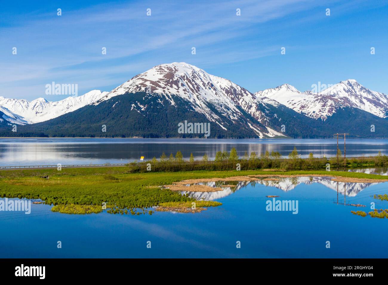 Alaska coastal highway between Anchorage and Seward, Alaska, with views ...