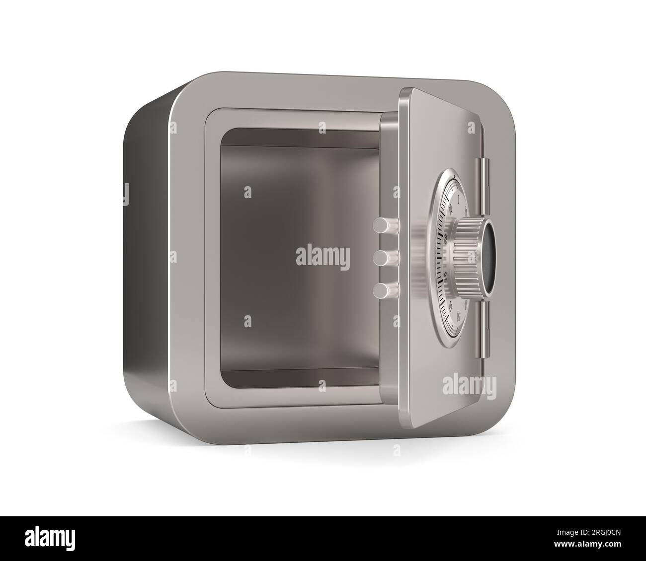 open safe on white background. Isolated 3d illustration Stock Photo - Alamy
