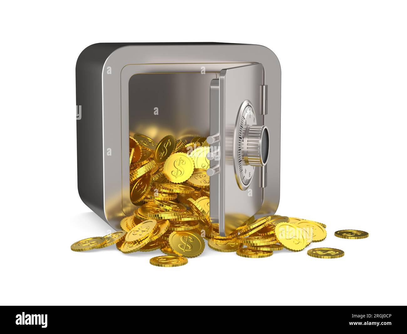 open safe with money on white background. Isolated 3d illustration ...