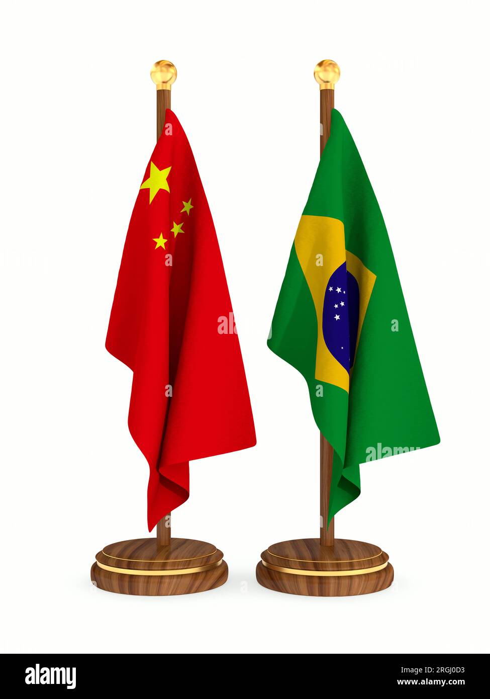 Chinese and Brazil flag on white background. Isolated 3D illustration ...