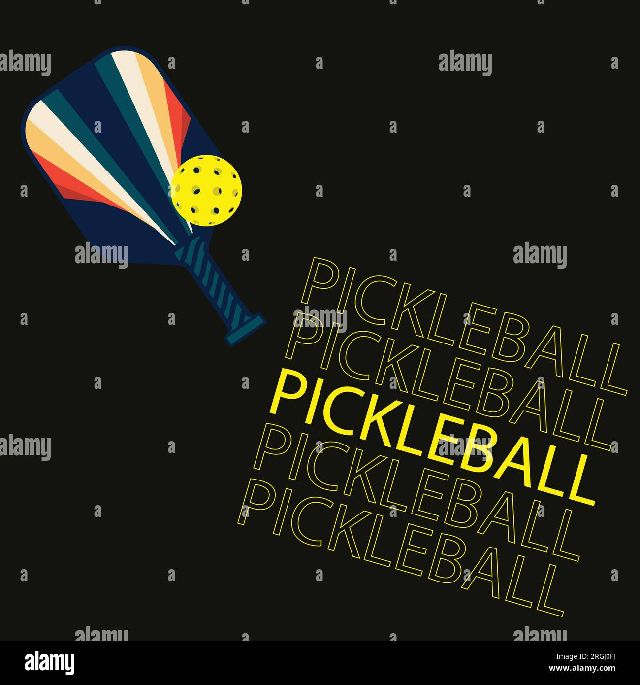 Pickleball paddle and ball with text Stock Vector Image & Art - Alamy