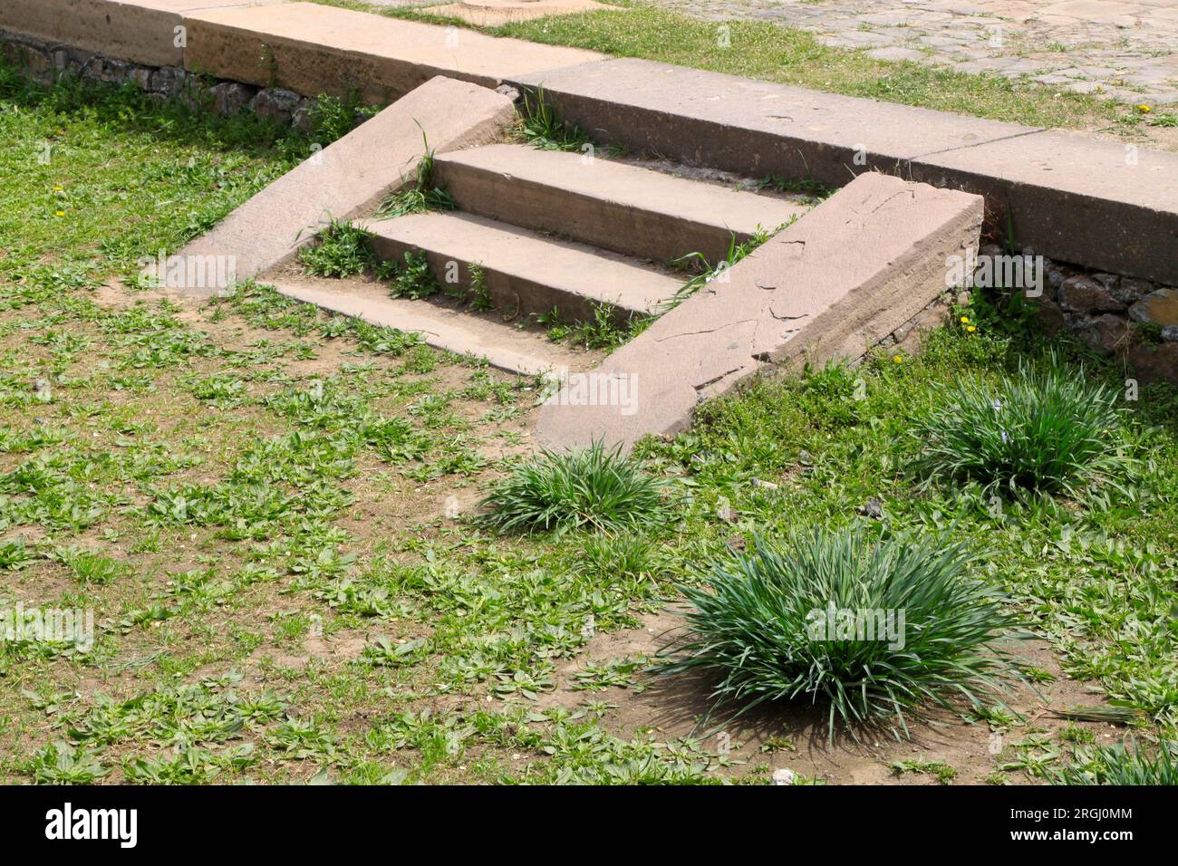 cement steps and green grass in rural, north china Stock Photo - Alamy