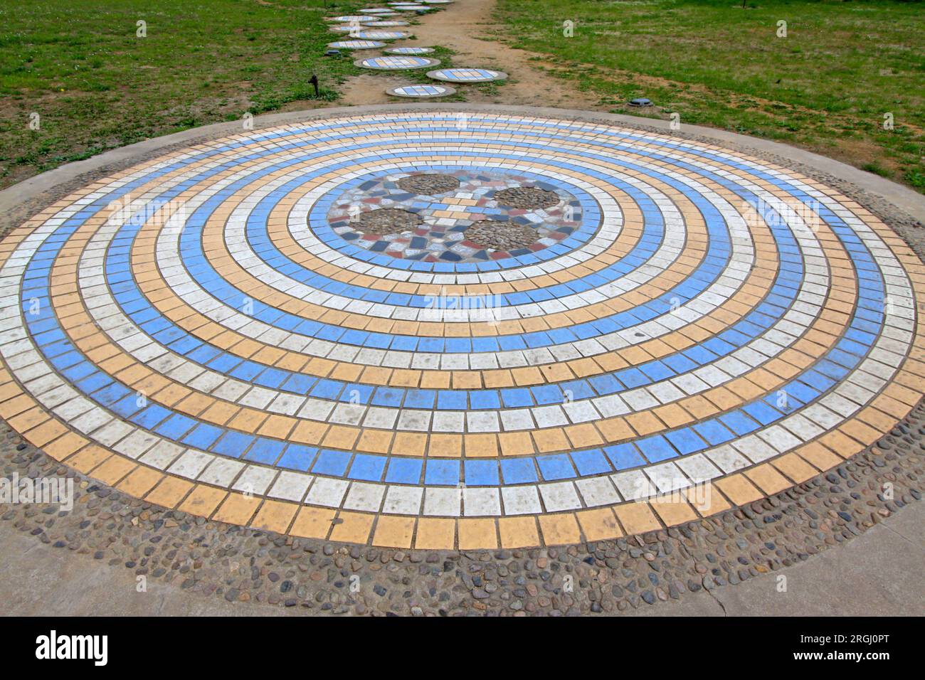 ceramic tile concentric circles landscape architecture in a park Stock ...