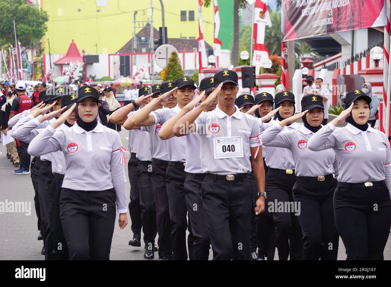 People are marching (baris berbaris) to celebrate Indonesia's ...