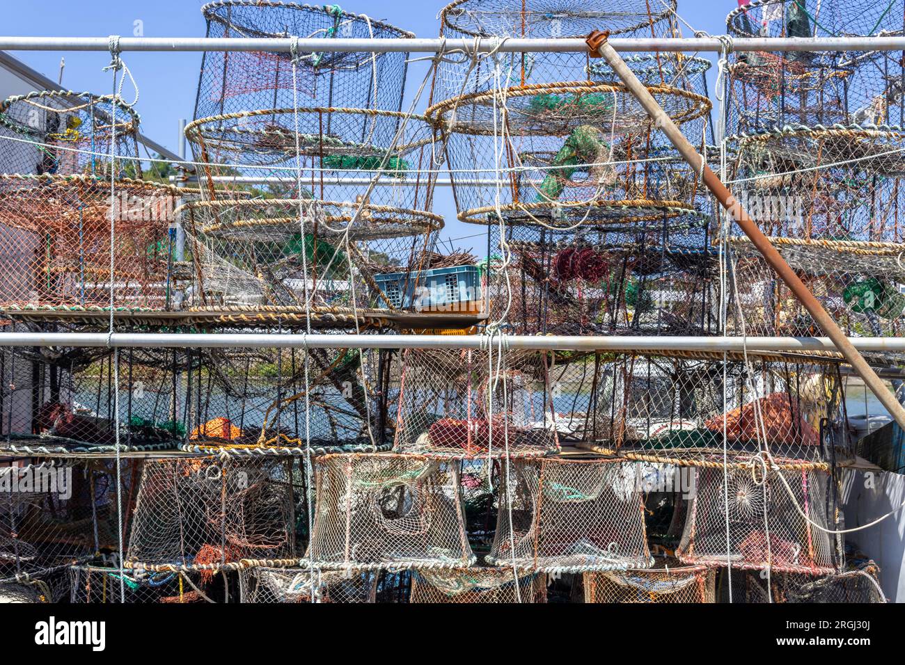 Collection of fishing nets and equipment at Kanaiwa harbour. Kanazawa ...