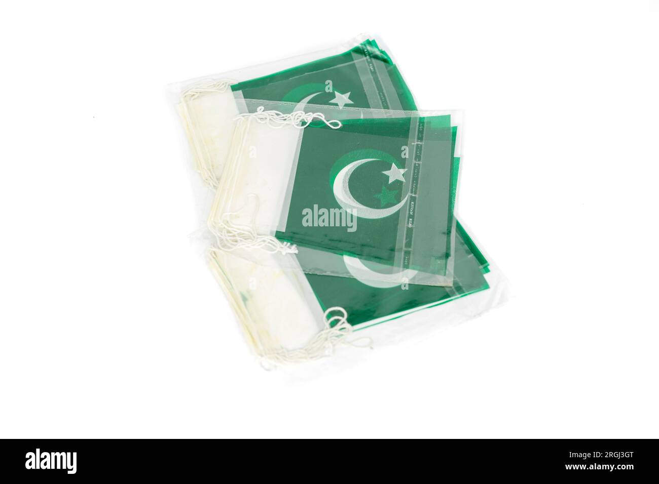 Pakistan flags string banners isolated on white background Stock Photo ...