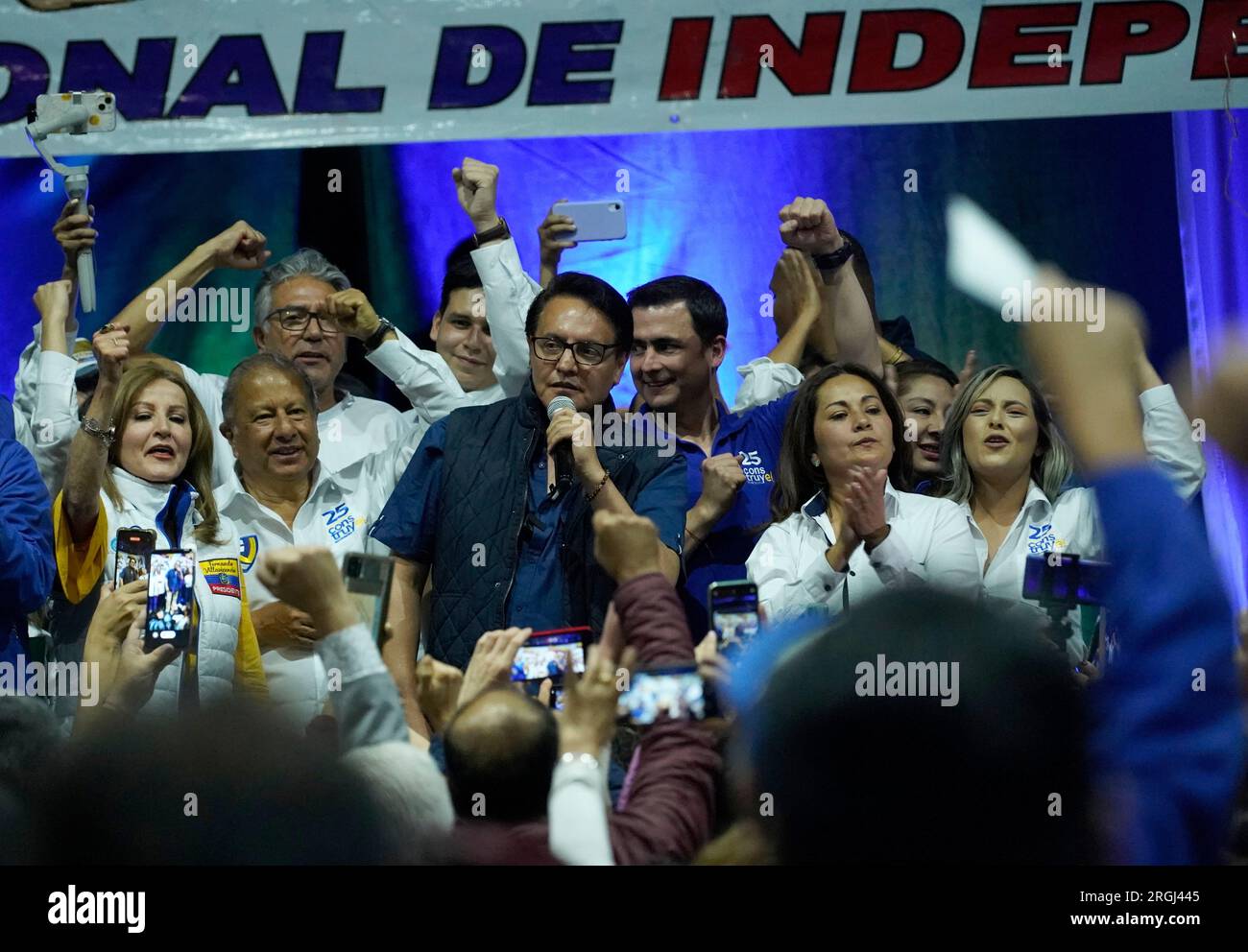 Presidential candidate Fernando Villavicencio speaks during a campaign ...