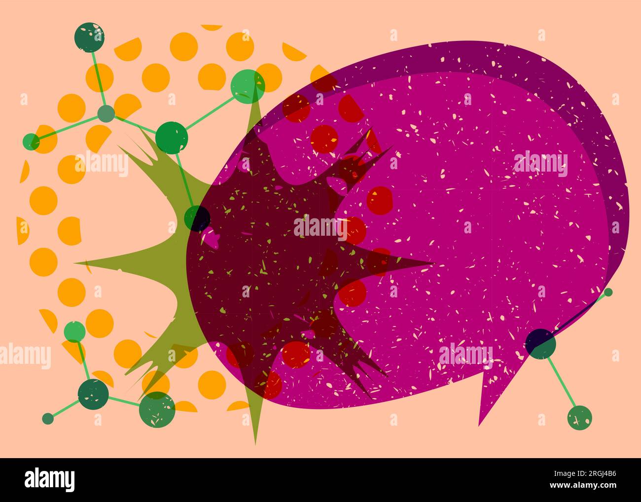 Colorful geometric shapes with speech bubble. Object in trendy riso ...