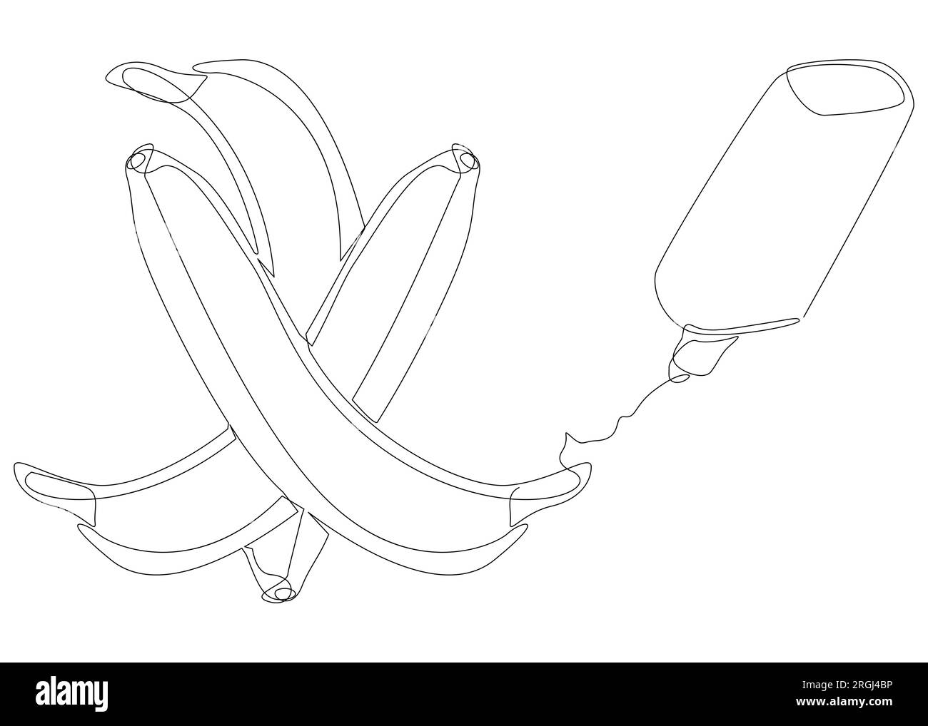 One continuous line of Banana with felt tip pen. Thin Line Illustration ...