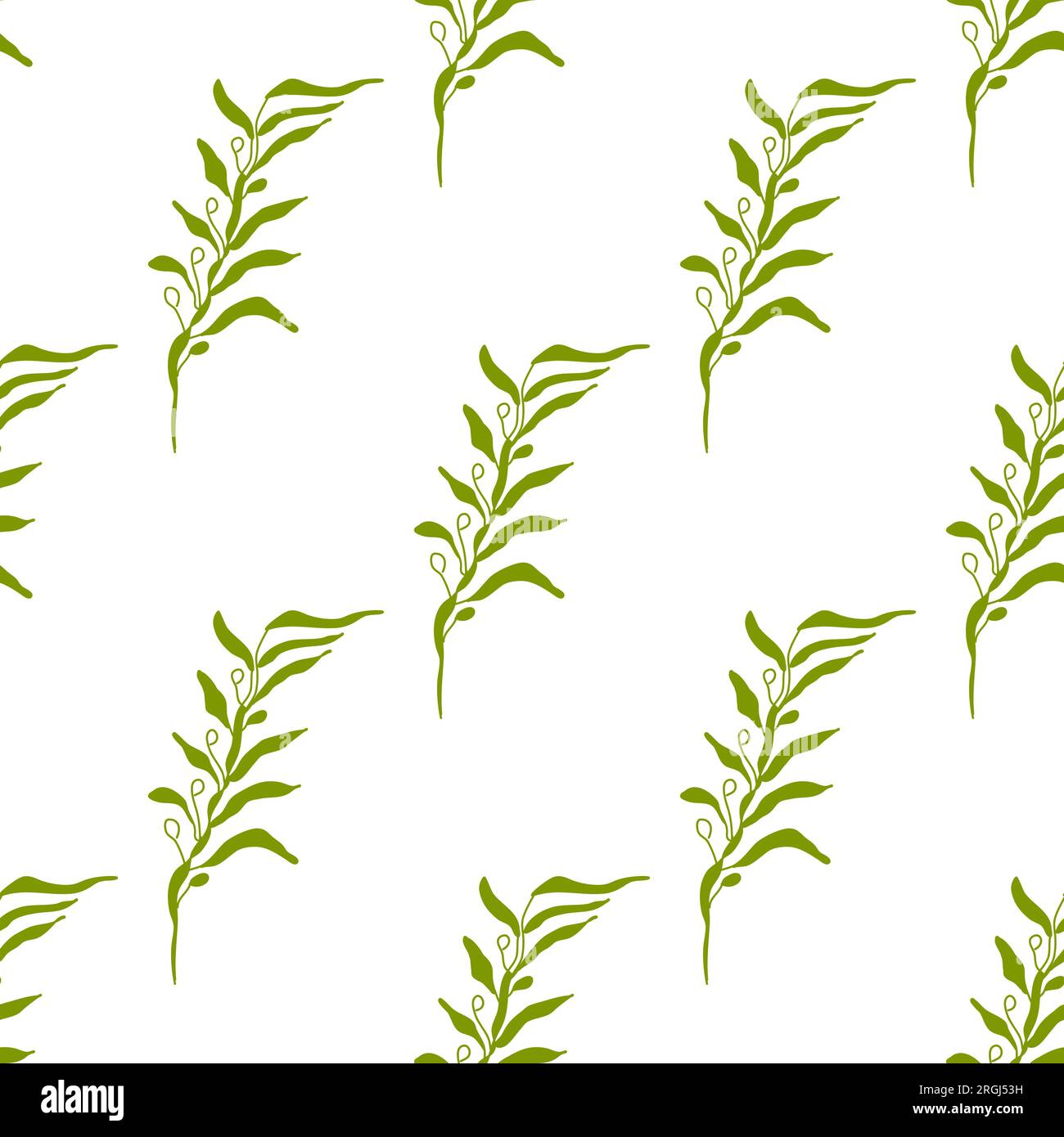 Summer abstract seamless pattern of marine plants. Algae Green. Marine ...