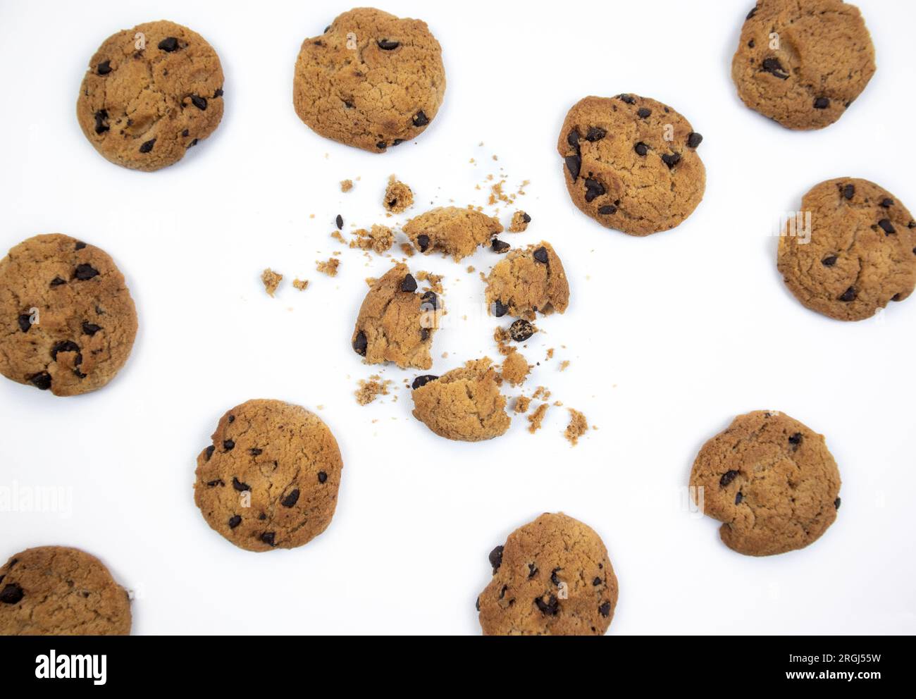 Chocolate chip cookies with focus on crushed chocolate chip cookies in ...