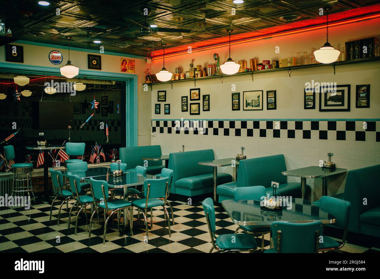 Vintage interior of Burleighs Luncheonette, Ticonderoga, New York Stock ...