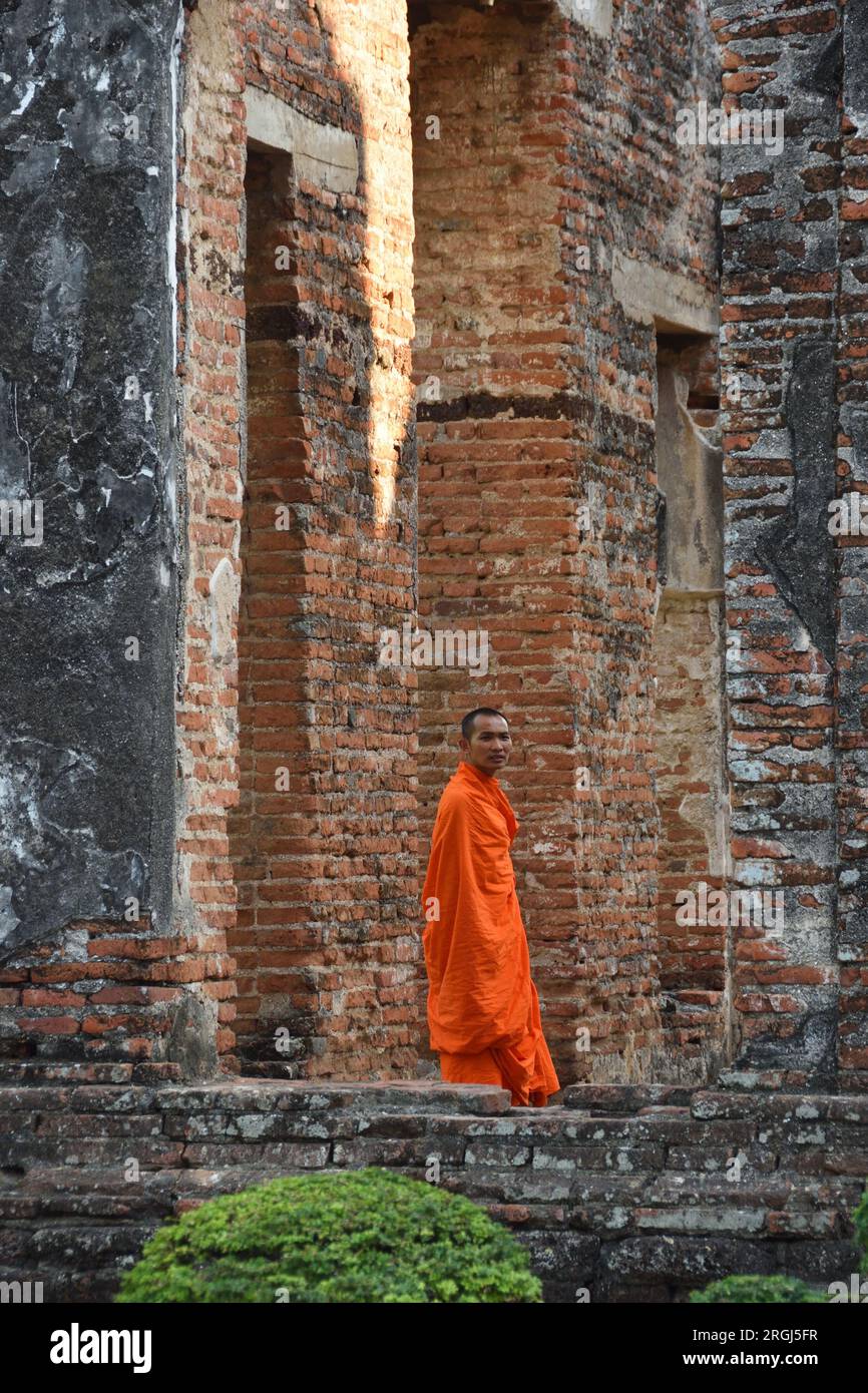 Thai Buddhist monk looking at the camera. The monk was in the Dusit ...