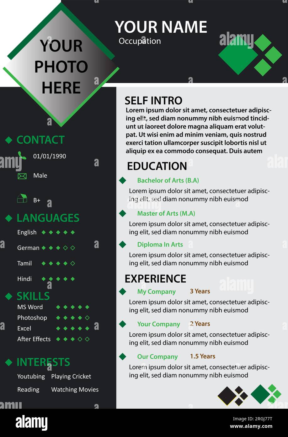 Beautiful modern resume cv template design elegant stylish. Stand apart ...