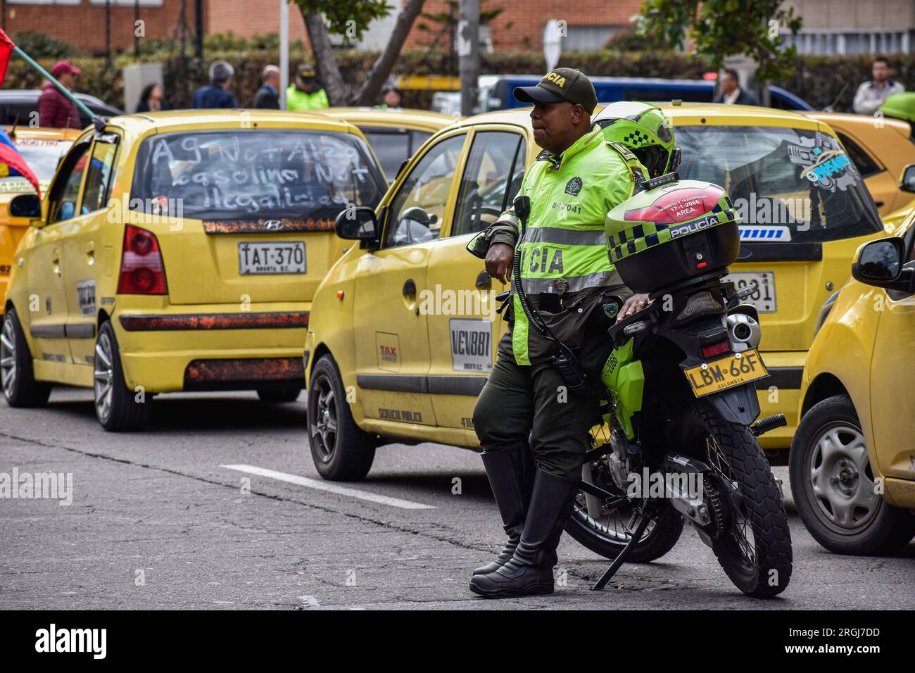 Bogota, Colombia. 09th Aug, 2023. Colombian transit police officers are ...