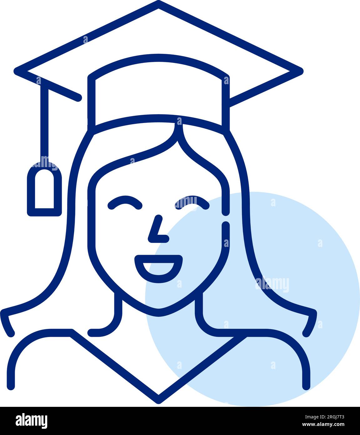 University graduation. Smiling young woman wearing mortar and gown ...