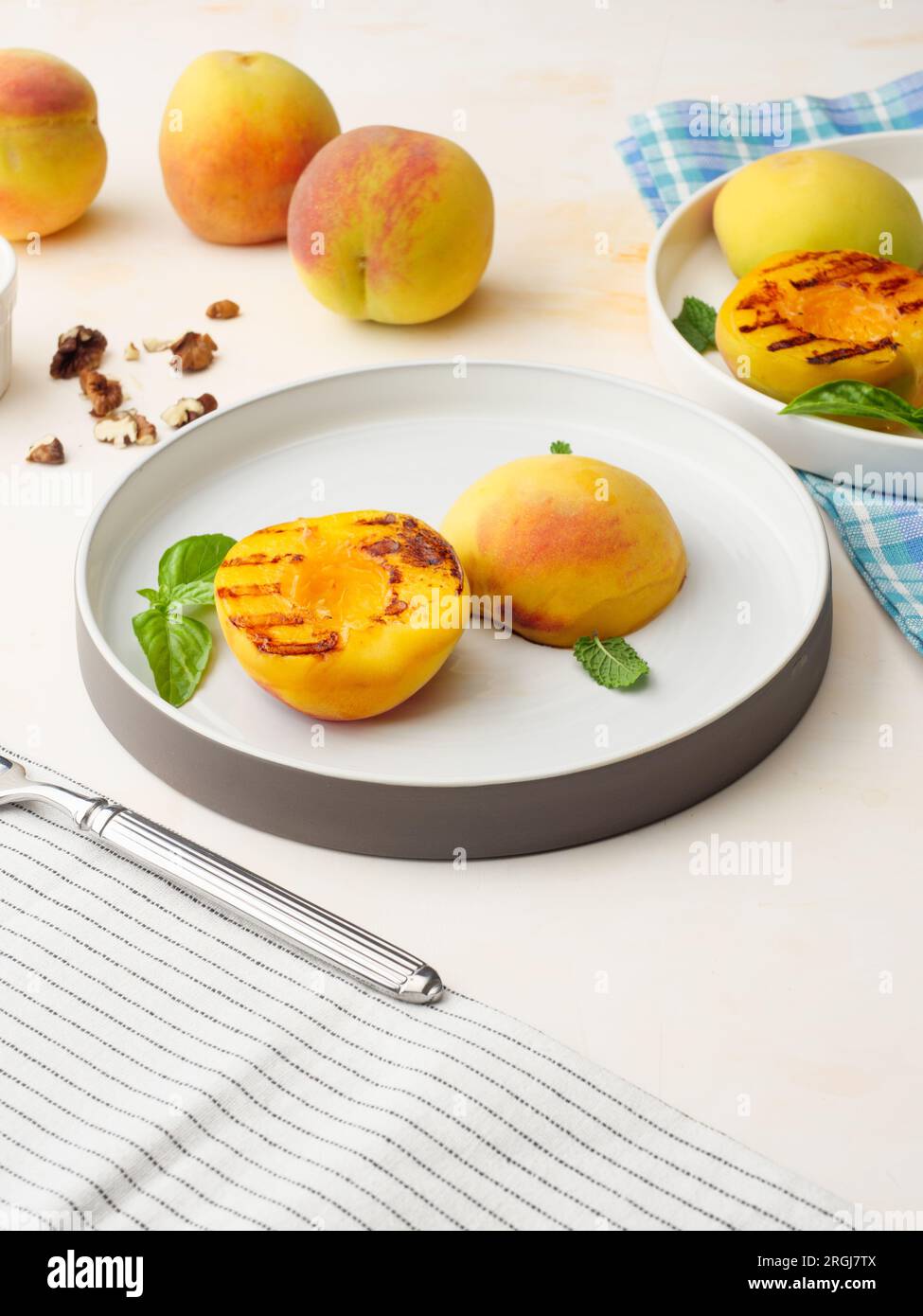 Grilled peaches with stripes Stock Photo - Alamy