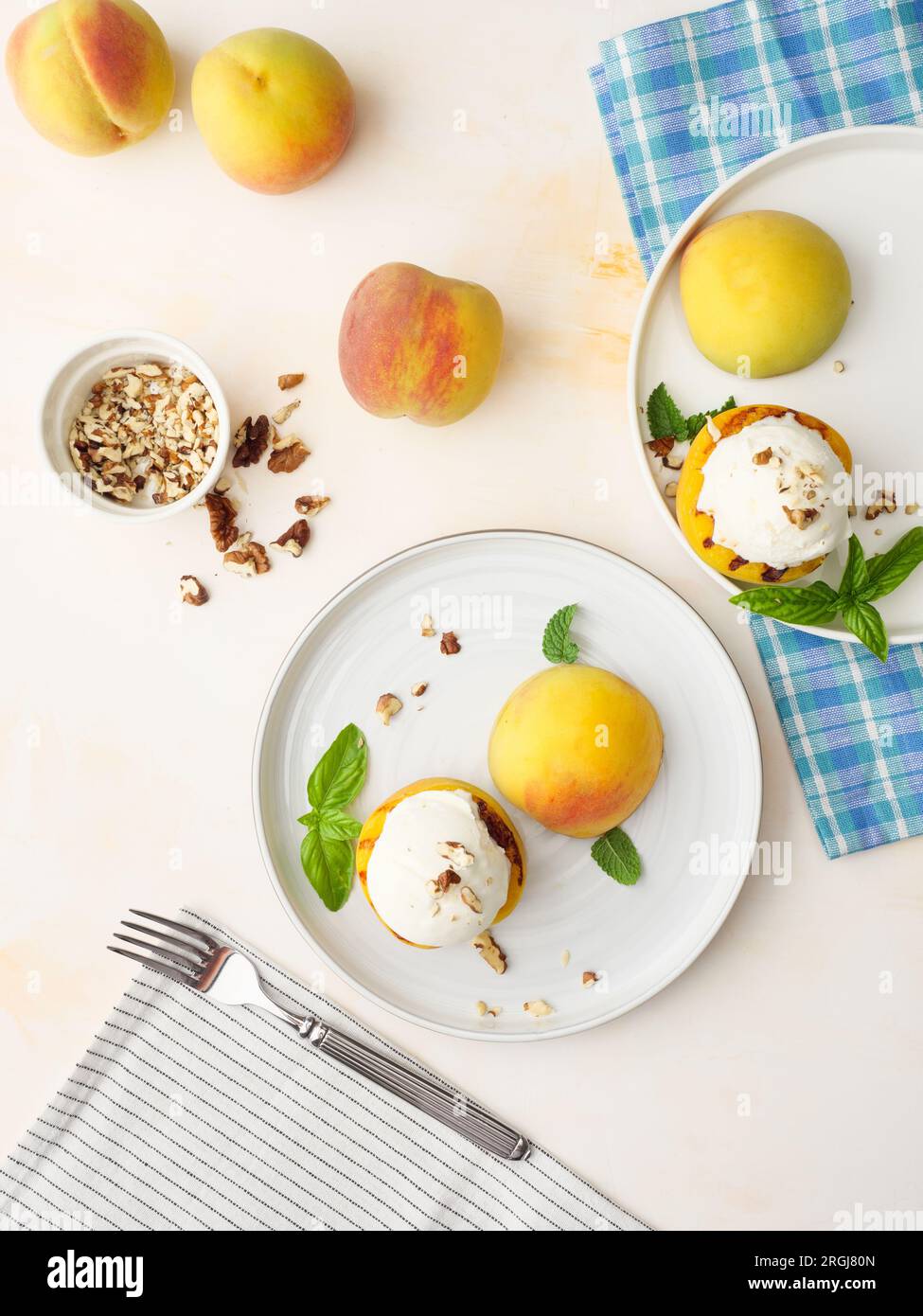 Grilled peaches with stripes. Grilled peaches with stripes. With ice ...